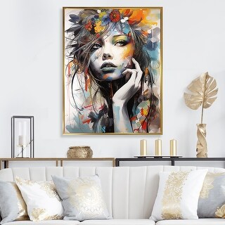 Designart "Woman With Fashion Hats III" Fashion Framed Wall Art Living Room - On Sale - Bed Bath ...